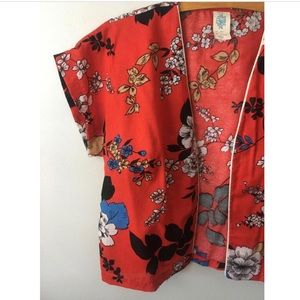 Vintage | Jackets & Coats | Vintage Red Cropped Mini Jacket With Floral ...